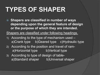 Shaper machine | PPTX