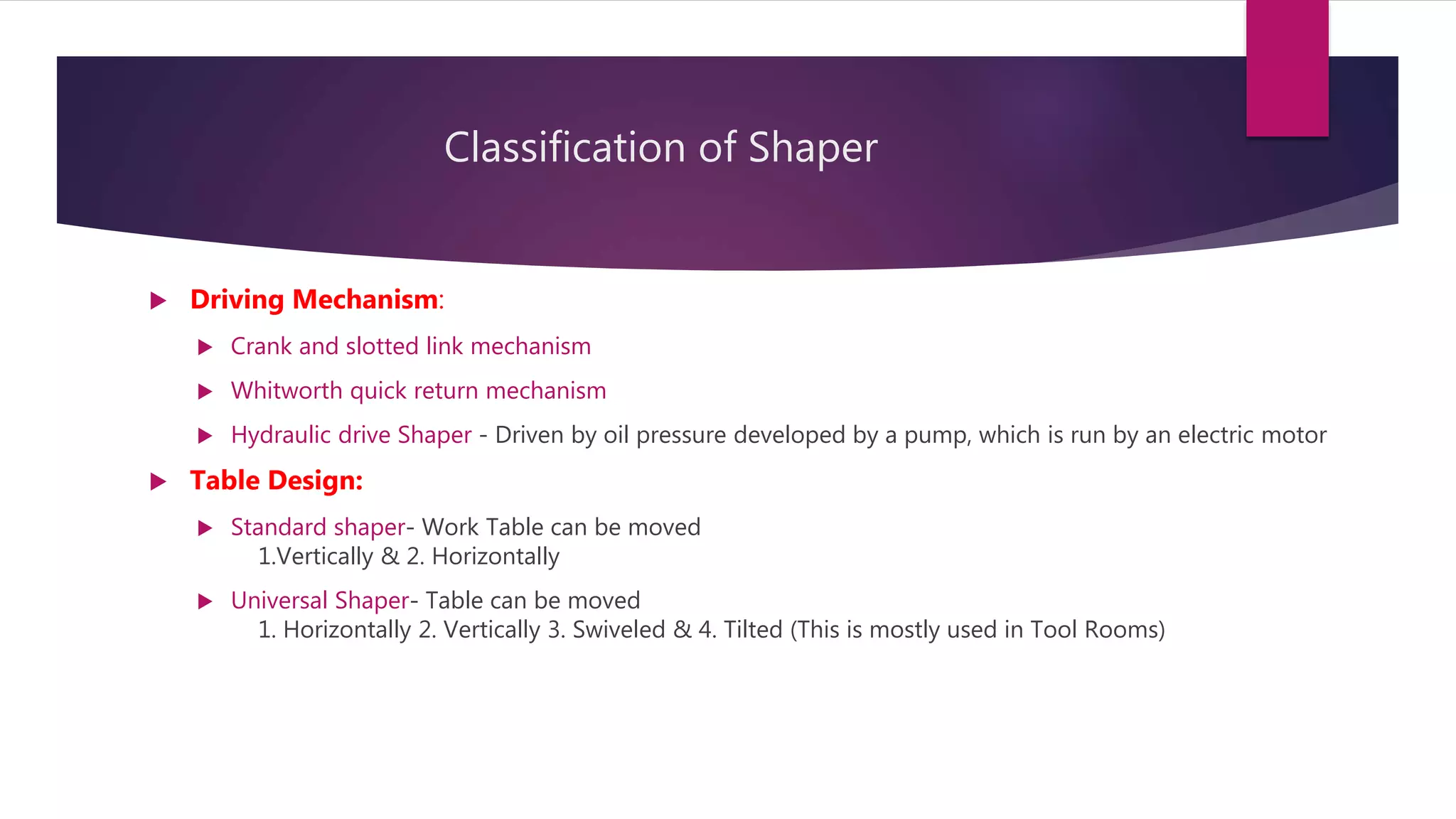 Shaper machine | PPTX