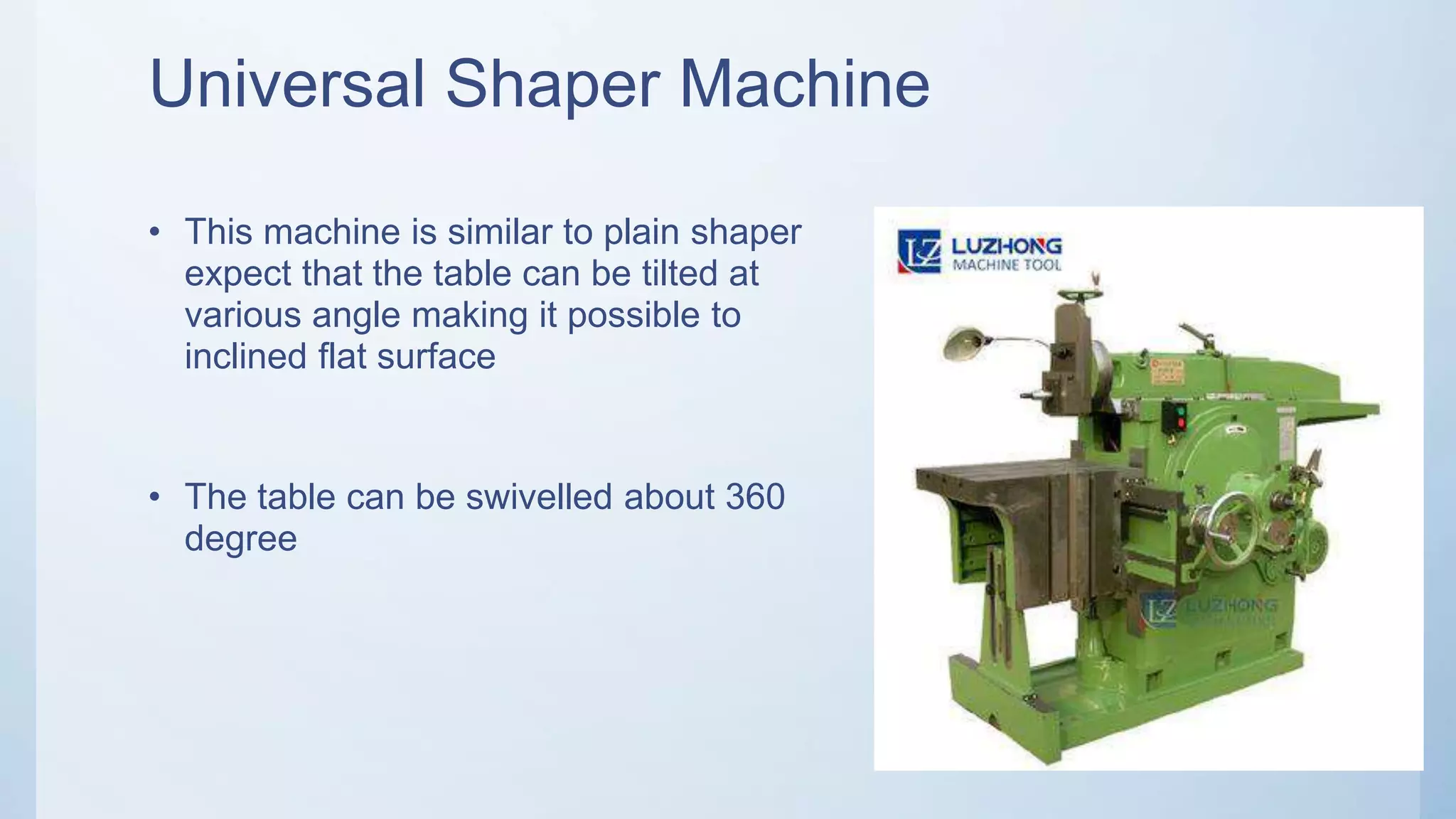Shaper & planer machines | PPTX