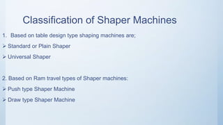 Shaper & planer machines | PPTX
