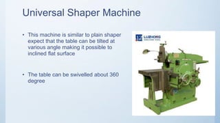 Shaper & planer machines | PPTX