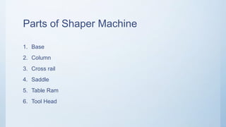 Shaper & planer machines | PPTX
