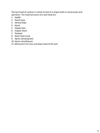 Part 2: Shaper Planer & Slotter machine | PDF