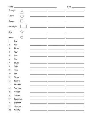 Shapes and numbers | DOCX