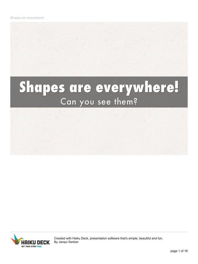 Shapes are everywhere! | PDF