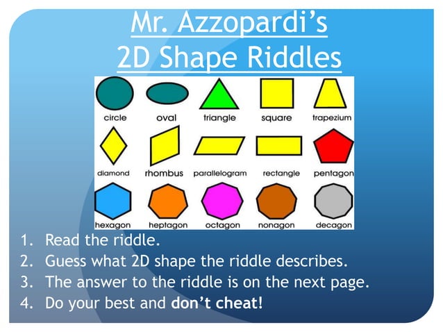 Shapes riddles grade 2 | PPTX