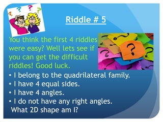 Shapes riddles grade 2 | PPTX