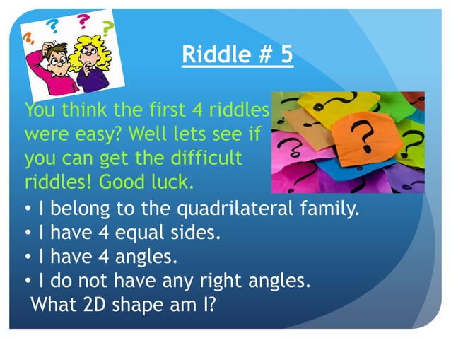 Shapes riddles grade 2 | PPTX