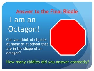 Shape Riddles - Kindergarten | PPTX | Games and Puzzles | Hobbies ...