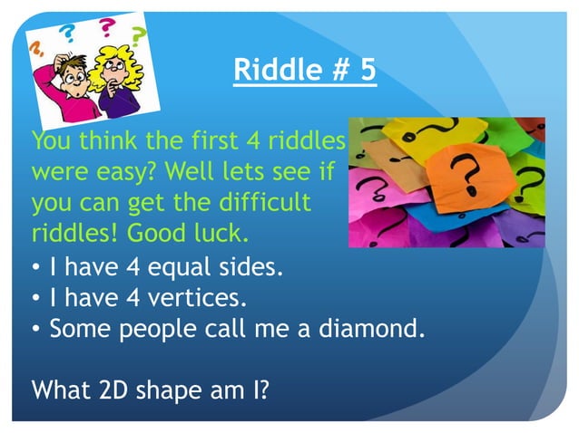 Shape Riddles - Kindergarten | PPT
