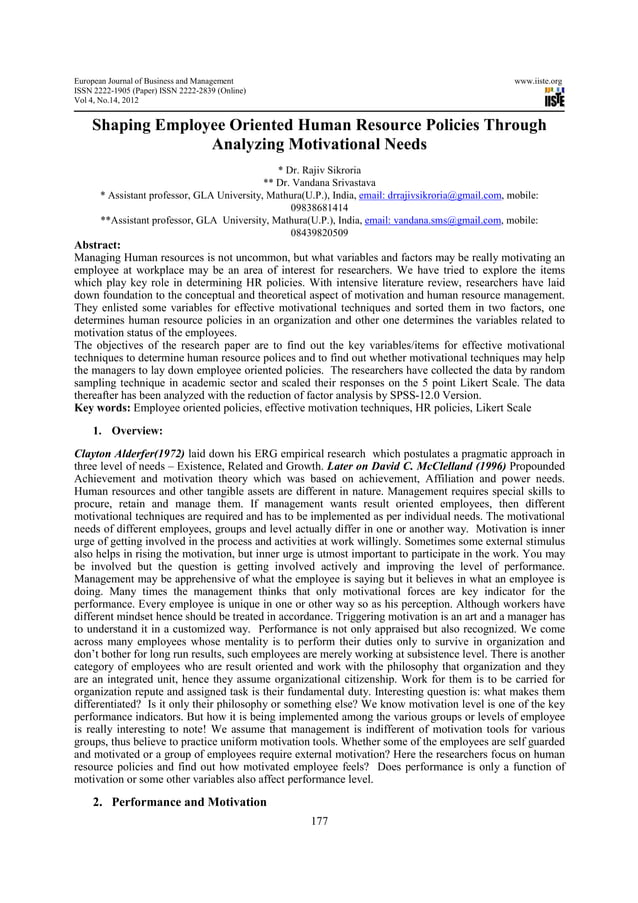 Shaping employee oriented human resource policies through analyzing ...