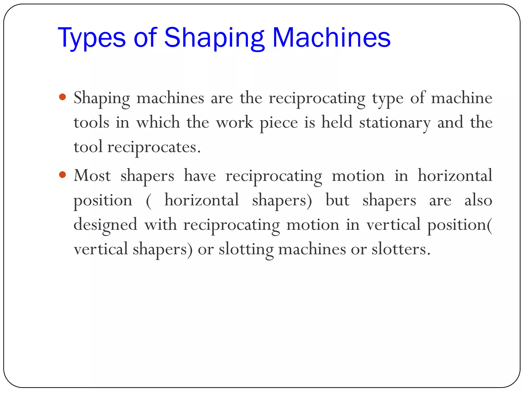 Shaping, planing and slotting operations | PDF