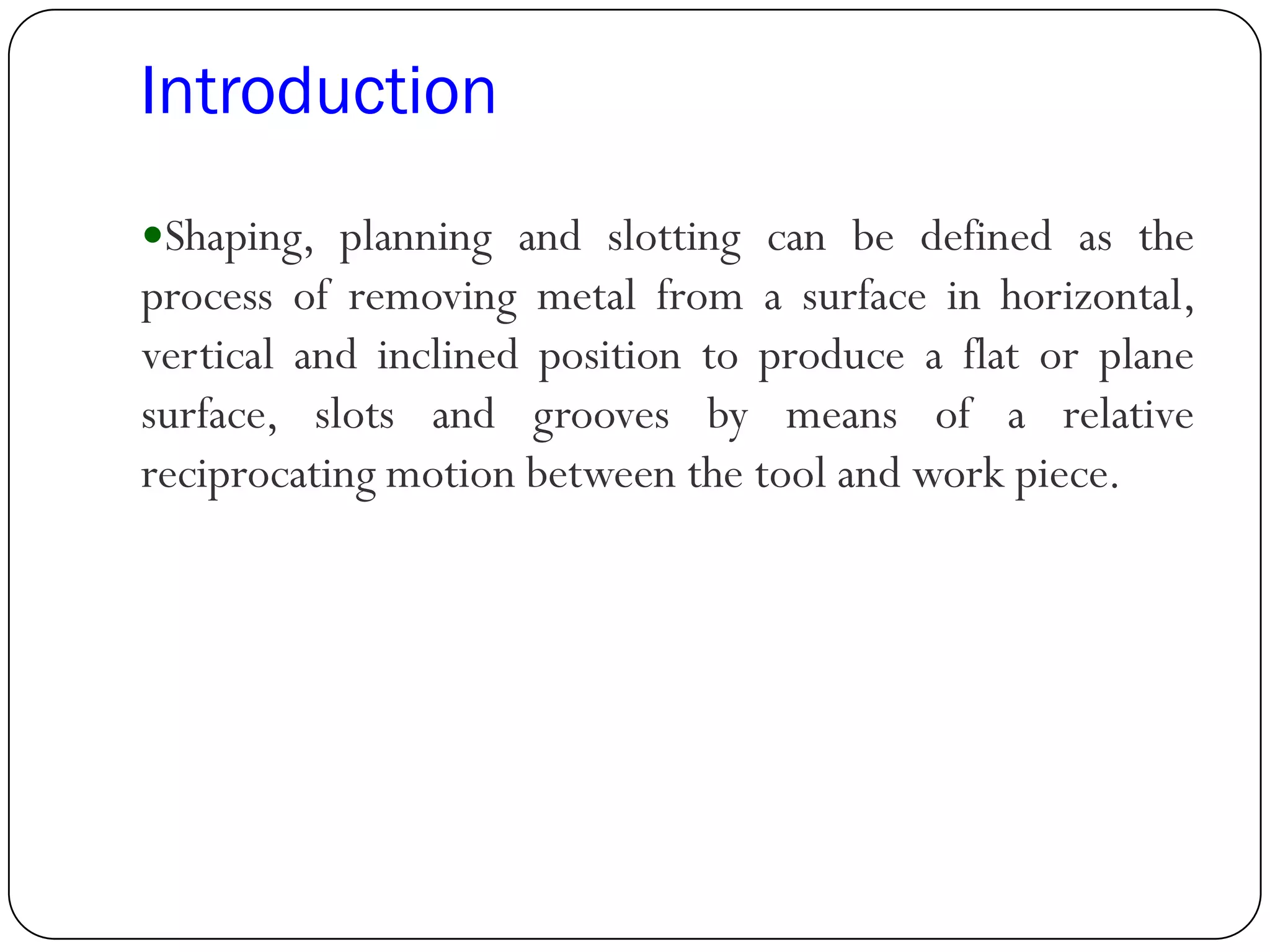 Shaping, planing and slotting operations | PDF