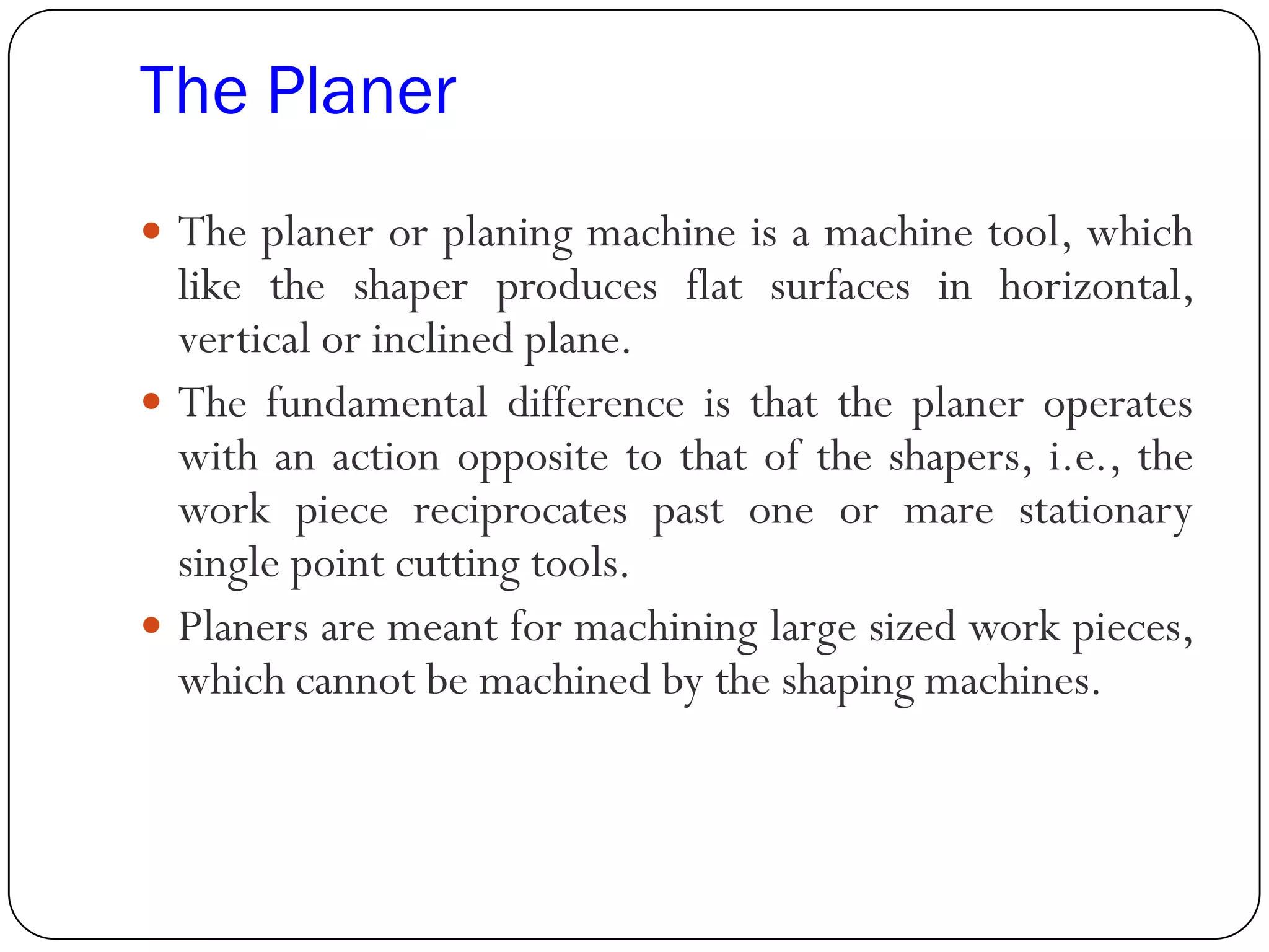 Shaping, planing and slotting operations | PDF