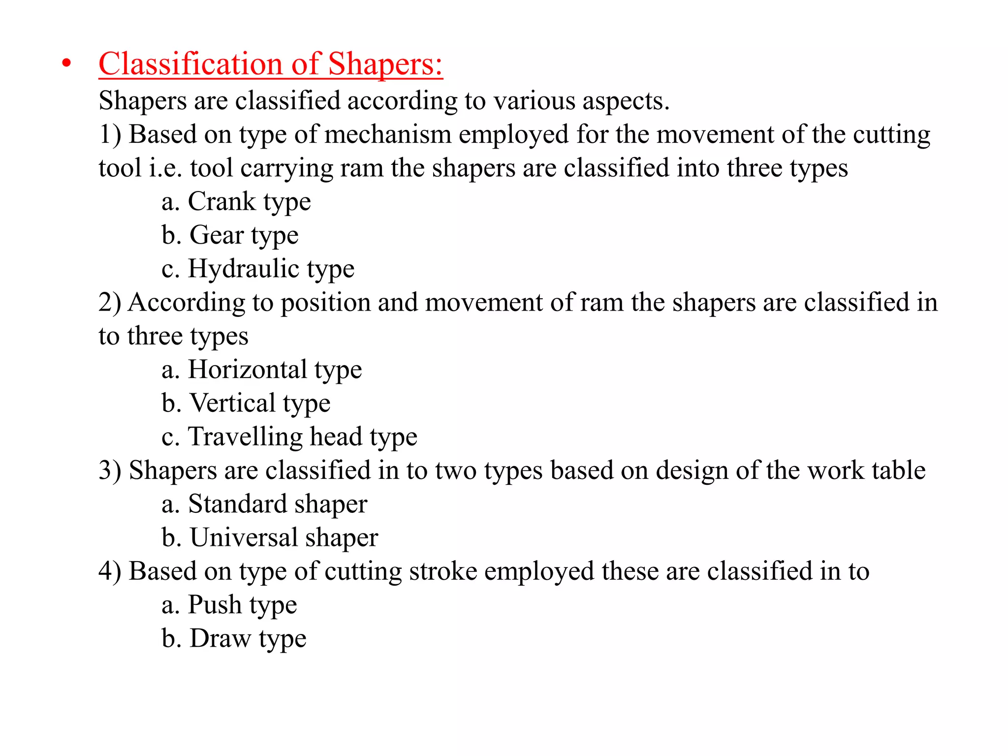 Shaping , slotting and planning machines | PPTX
