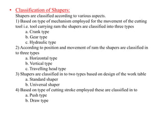 Shaping , slotting and planning machines | PPTX