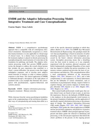 EMDR and the Adaptive Information Processing Model: Integrative ...