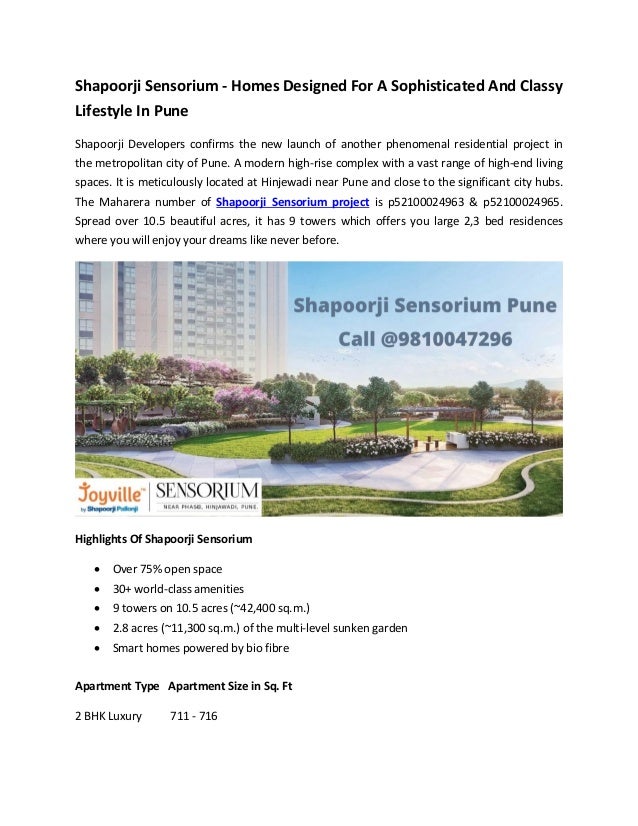Shapoorji sensorium homes designed for a sophisticated and classy lifestyle in pune