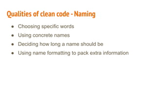 Sharable of qualities of clean code | PPT