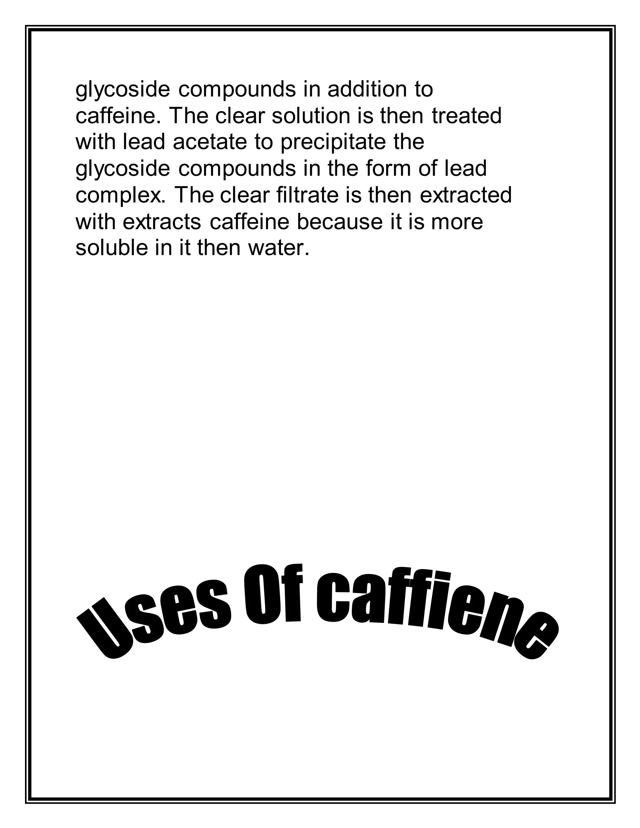 chemistry project on detection of caffeine in tea | DOCX