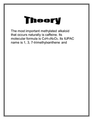 chemistry project on detection of caffeine in tea | DOCX