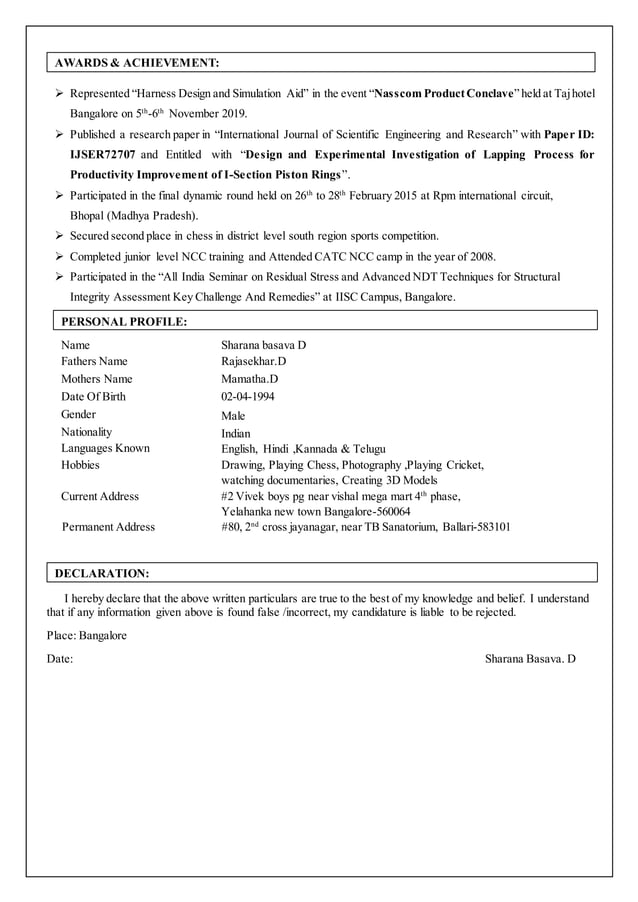 Sharana basava.d(2 years design engineer) | DOCX