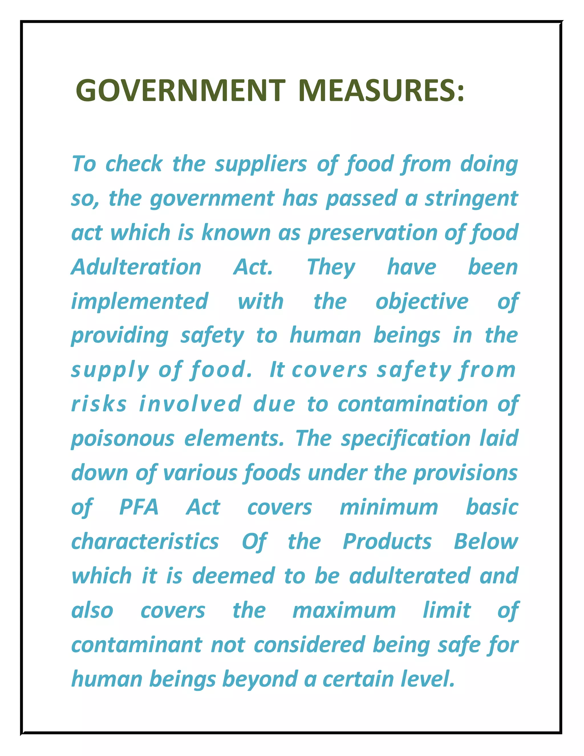 chemistry investigatory project on food adulteration | DOCX