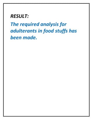 chemistry investigatory project on food adulteration | DOCX