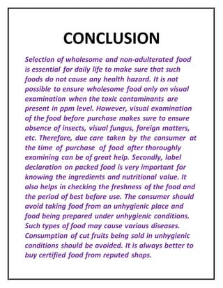 chemistry investigatory project on food adulteration | DOCX