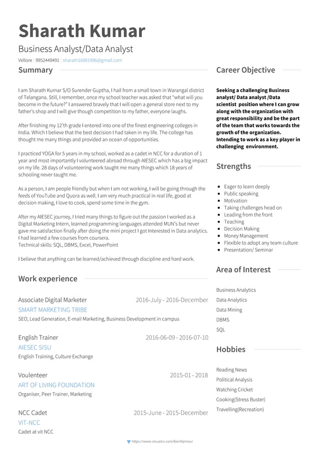 Sharath kumar visualcv_resume (1) | PDF