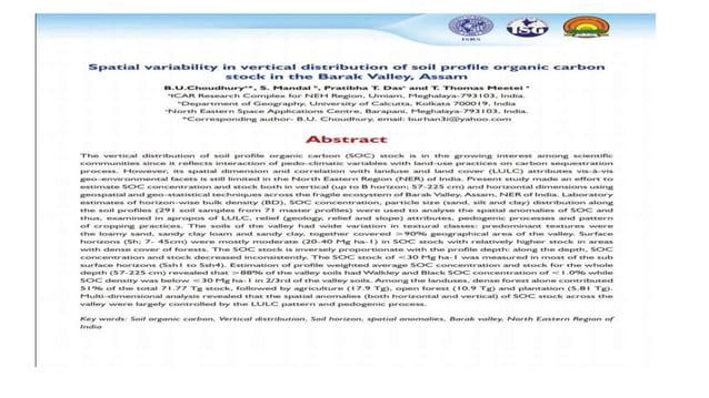 SPATIAL VARIABILITY OF SOIL ORGANIC CARBON IN DIFFERENT LAND USE SYSTEM USING GIS AND REMOTE ...