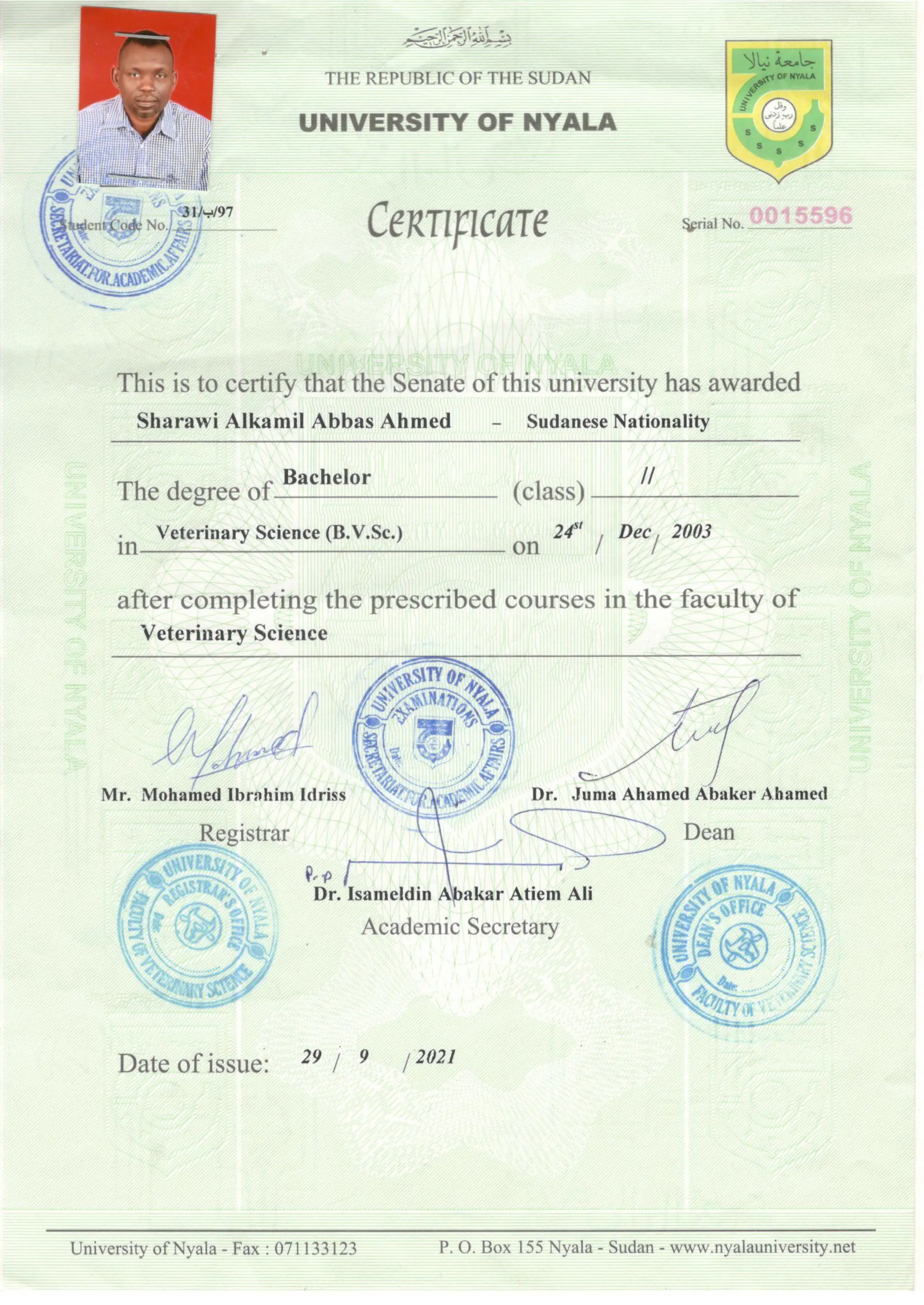 Certificate of Sharawi Alkamil Abbas Ahm | PDF
