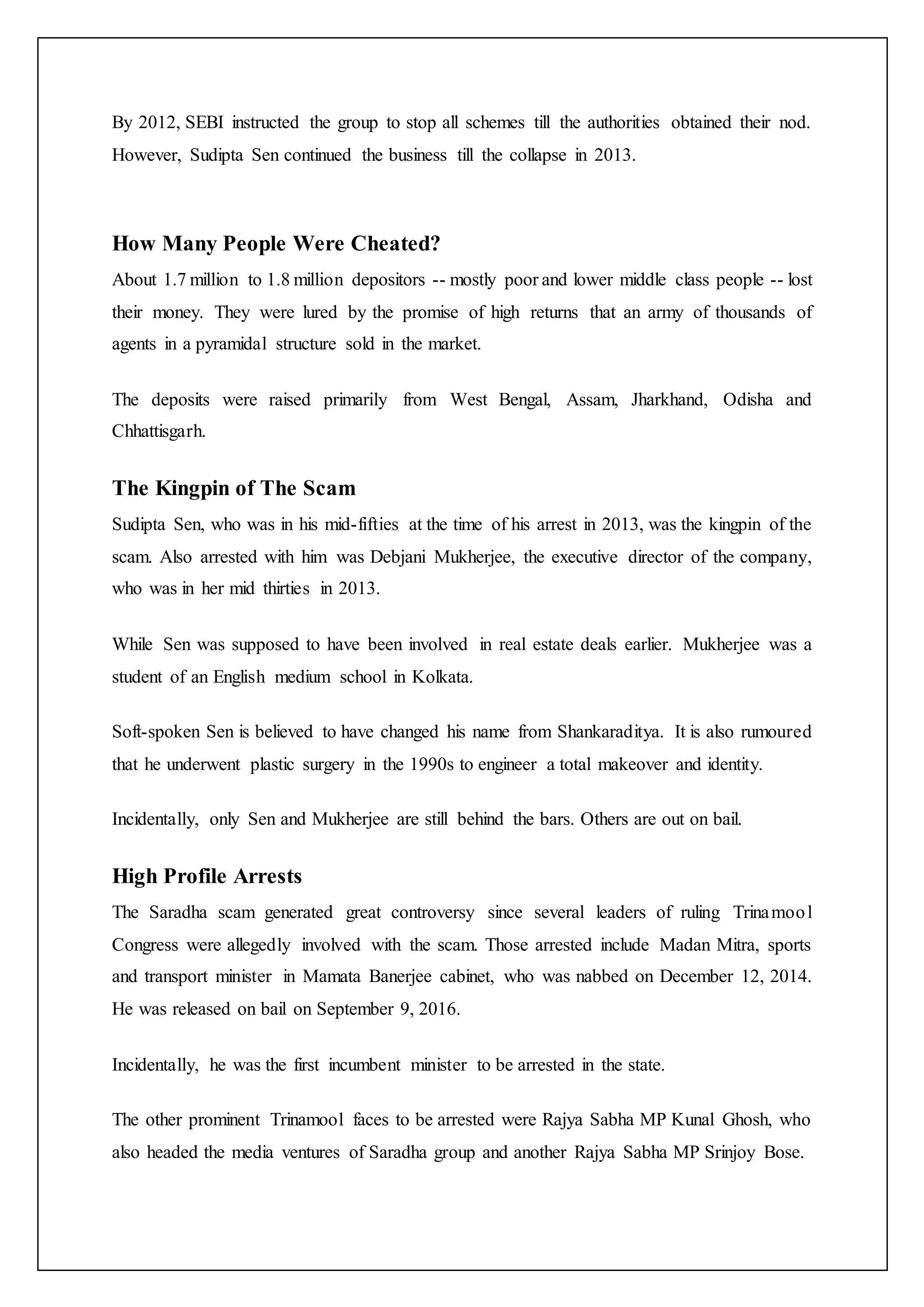 “SARADHA GROUP (SG) FINANCIAL SCANDAL” | DOCX