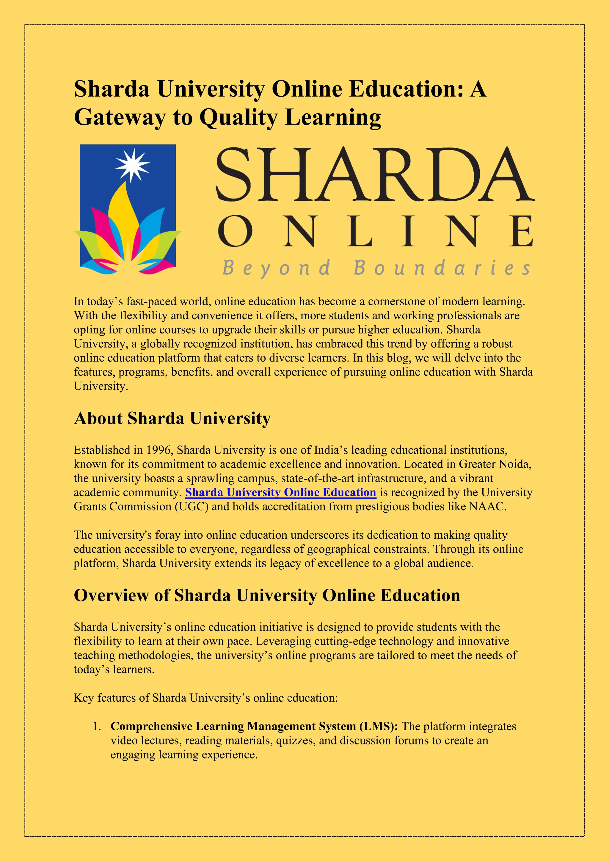 Sharda University Online Education.pdf,. | PDF