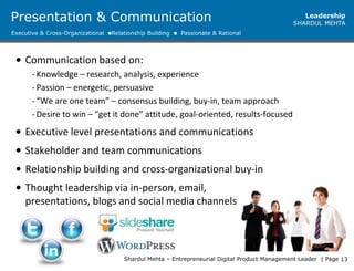 Shardul Mehta: Entrepreneurial digital product management leader | PPTX ...