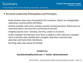 Shardul Mehta: Entrepreneurial digital product management leader | PPTX ...