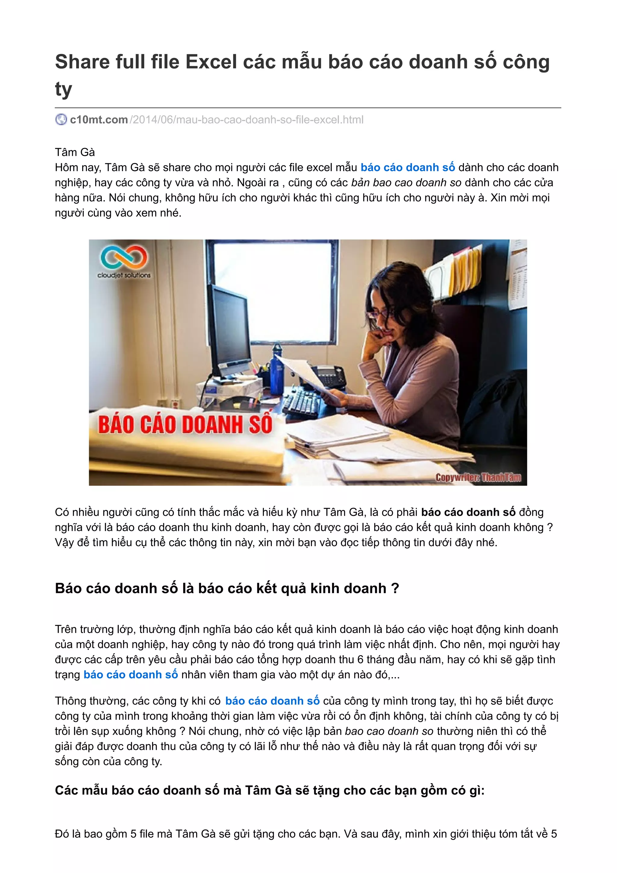 Mẫu báo cáo doanh số bằng file excel full free | PDF