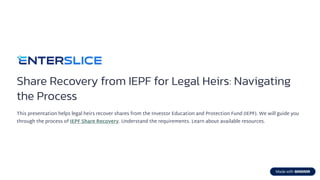 Complete Process of Recovering Shares from IEPF | PDF