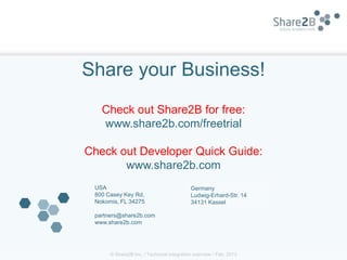 Share2B Technical Overview | PPTX | Databases | Computer Software and Applications