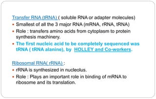 Nucleic acid and its chemistry - DNA, RNA, DNA as genetic material | PPT