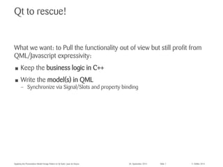 Applying the Presentation Model Design Pattern in Qt | PPTX | Programming Languages | Computing