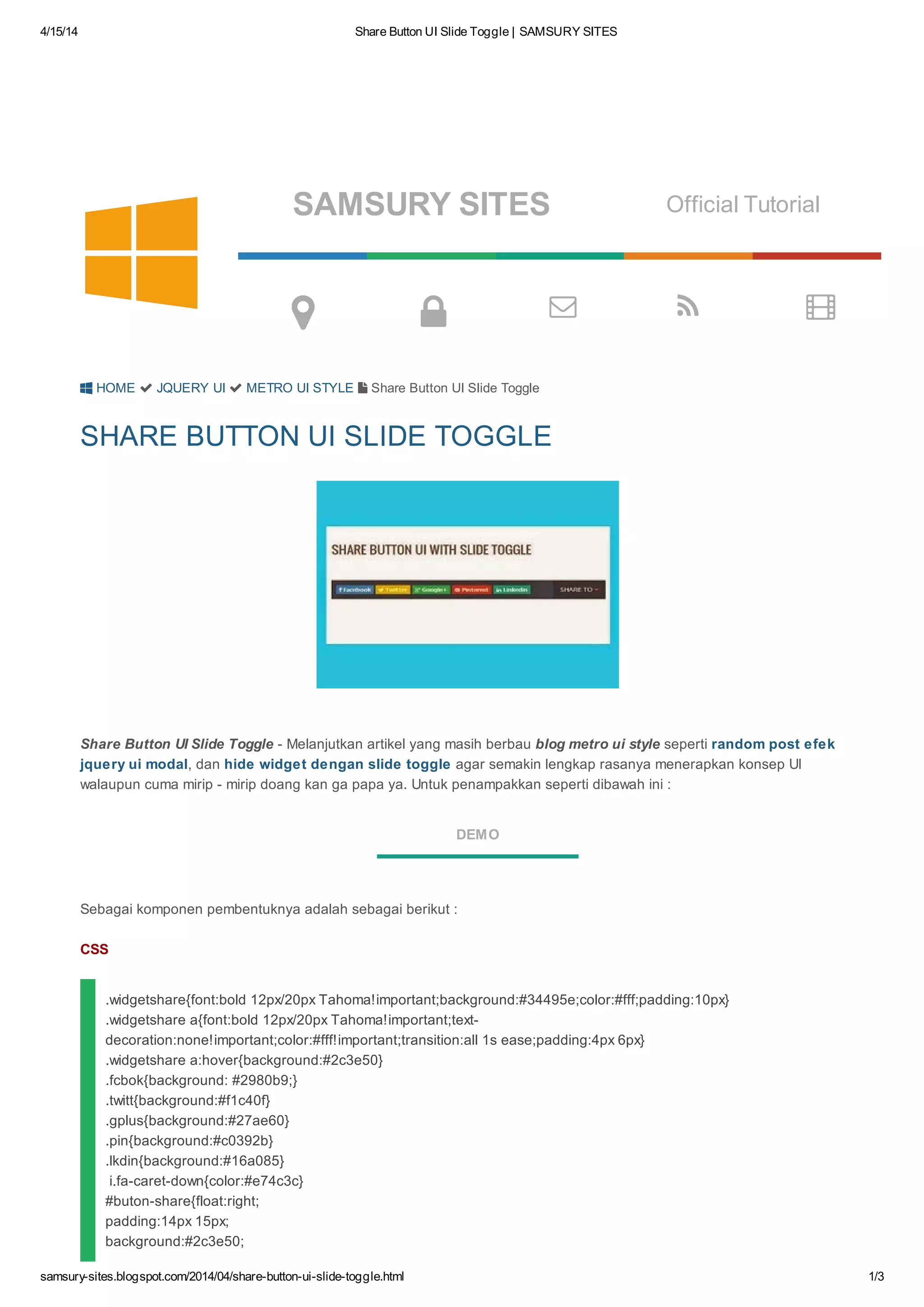 Share button ui slide toggle | PDF
