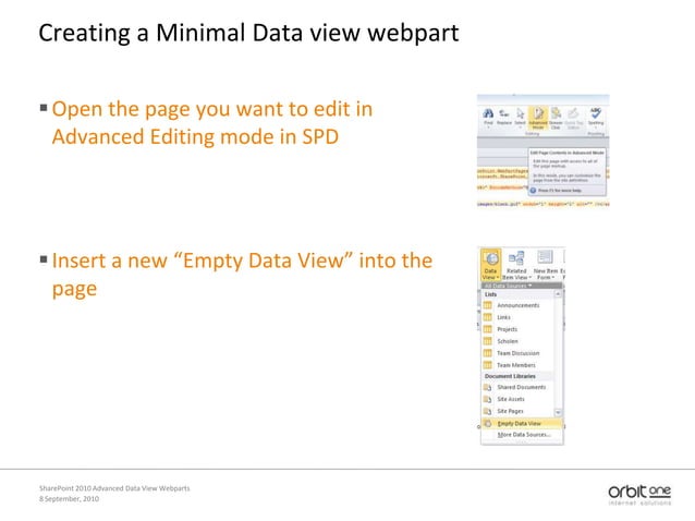 SharePoint 2010 Data View webparts - Advanced editing methods | PPT