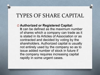 share capital of a company ,meaning and typs | PPTX