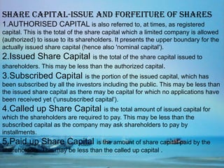 SHARE CAPITAL it's treatment in issue of share | PPTX
