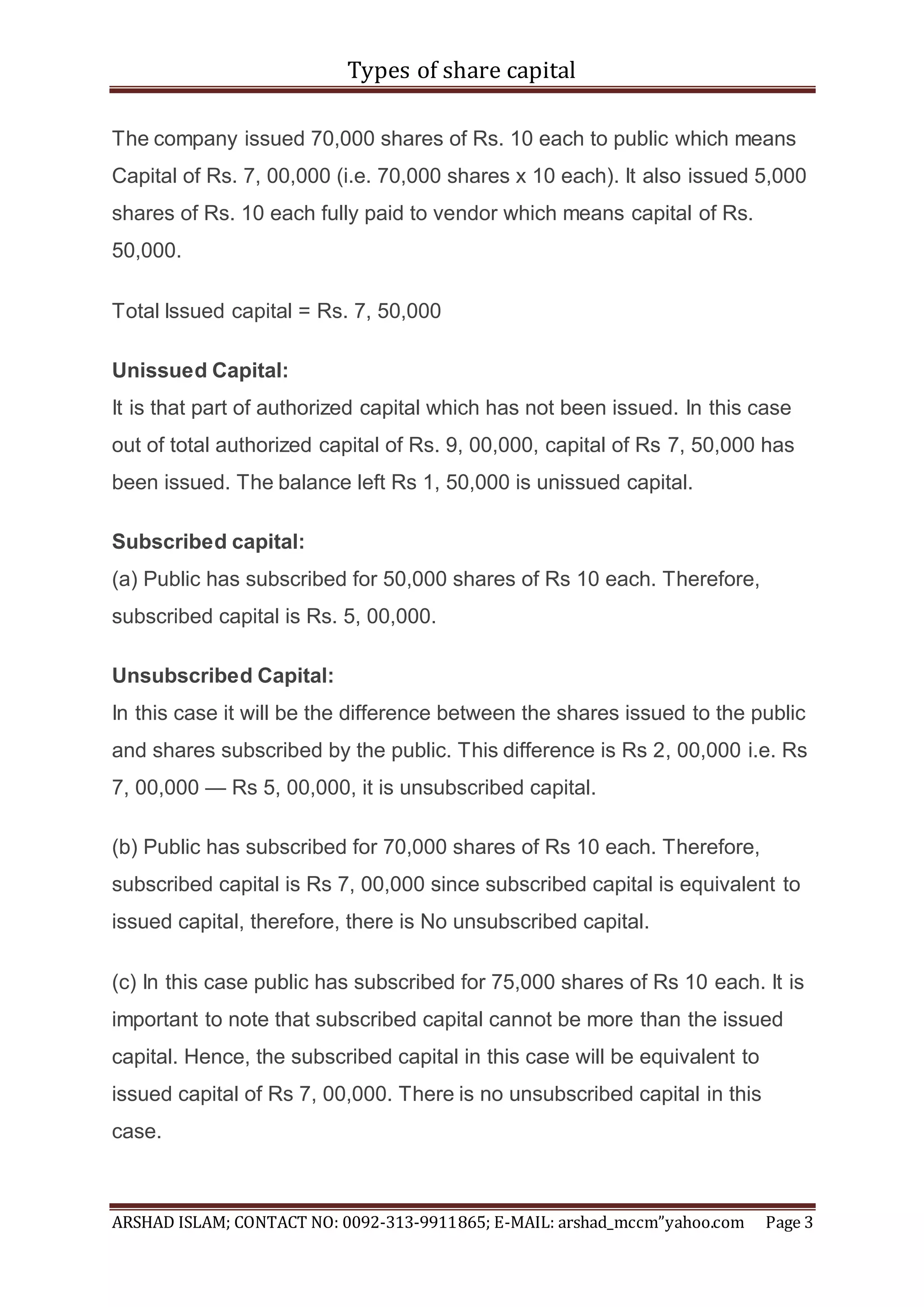 Share capital and its types 1 | DOCX