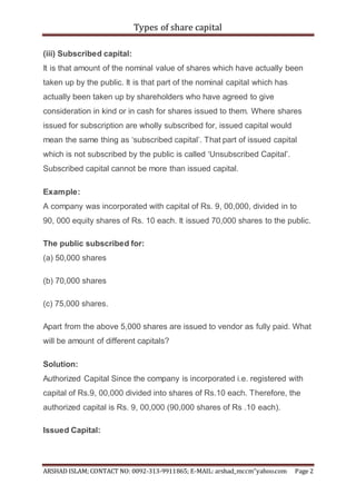 Share capital and its types 1 | DOCX