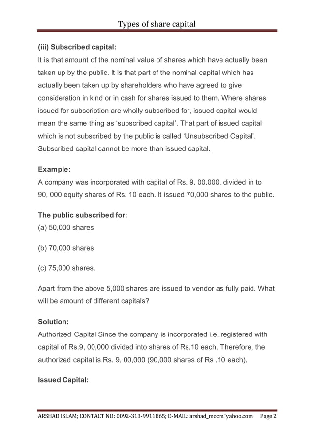 Share capital and its types 1