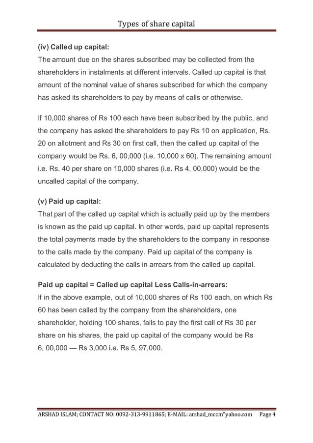 Share capital and its types 1