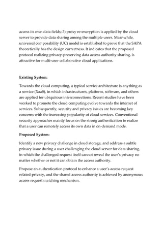 Shared authority based privacy preserving authentication protocol in cloud computing | PDF